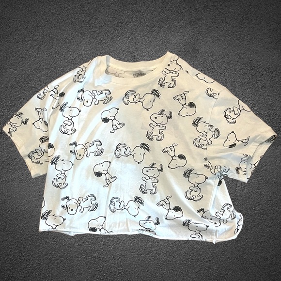 Peanuts | Tops | Peanuts Snoopy Half Shirt Crip Top Fun Flirty And ...